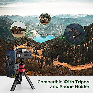 Aircover 10x42 HD Monocular Telescope, BAK-4 Prism Waterproof & Fogproof Monocular with Hand Strap, Tripod, Phone Adapter - Scope for Wildlife Bird Watching Shooting Hunting Camping Travel Scenery