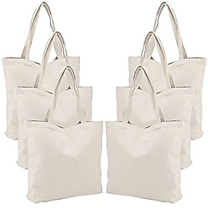Segarty 6 Packs Large Canvas Tote Bags, 20X15 Inch Reusable Grocery Bags, Heavy Duty Shopping Bags with Bottom Gusset, Natural White Blank Cloth Shoulder Bags Perfect for DIY Crafting Decorating