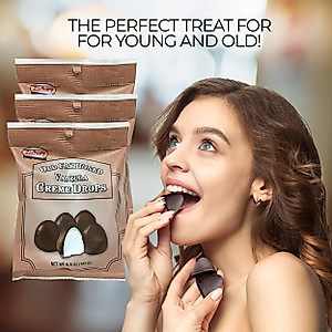 Zachary Old Fashioned Vanilla Creme Drops, Pack of 3 (6.5 oz each) - Old Fashioned Chocolate, Nostalgia, Vintage Chocolate, Holiday, Christmas Candy, Chocolate Drops, Zachary Chocolates - Comes in Munch Mania Packaging!