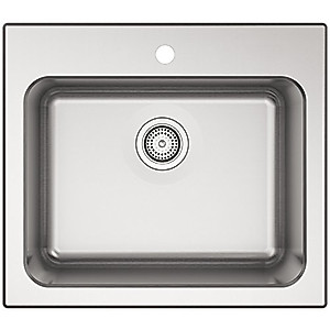 KOHLER K-5798-1-NA Ballad 25-Inch x 22-Inch Top-Mount Utility Sink with Single Faucet Hole, Stainless Steel
