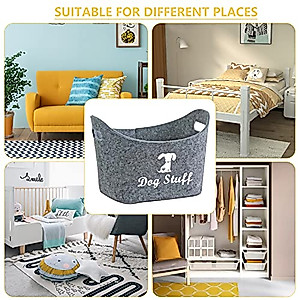 Geyecete Soft felt Pet Toy Bin Dog Toys Storage Bins - with Handles, Pet supplies storage Basket/Bin Kids Toy Chest Storage Trunk (Grey)