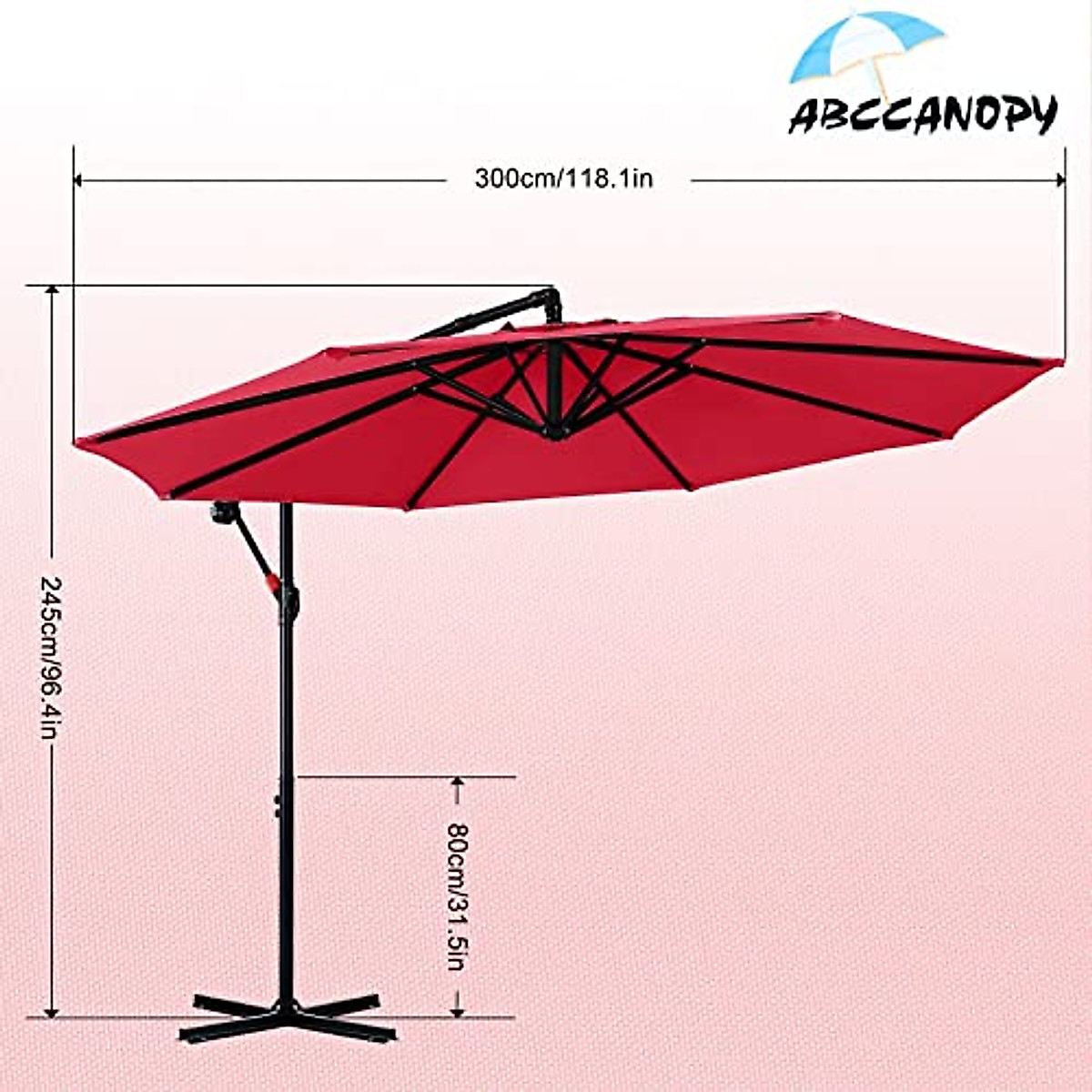 ABCCANOPY Cantilever Patio Umbrellas 10FT Red