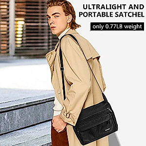 Messenger Bag for Men,Small Messenger Bag Black Canvas Crossbody Bag for Women Satchel Travel Shoulder Purse