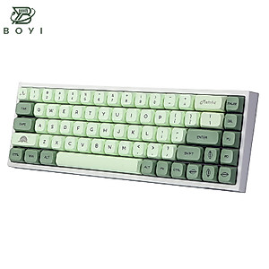 BOYI WK68 Hot Swappable RGB Mechanical Keyboard,Wireless Bluetooth 5.0/2.4G/Wired Type-C Tri-Mode PBT Sublimation Keycaps 65% Gaming Keyboard(Gateron Yellow Switch,Matcha XDA Keycaps)