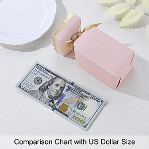 BAUMA AUTO 50Pcs Wedding Party Favor Boxes ，Candy Boxes Paper DIY with Gold Ribbons for Wedding Bridal Shower Baby Shower Birthday Party(2.28X3.46X5.71inch, Pink) (Pink With Gold Ribbon)