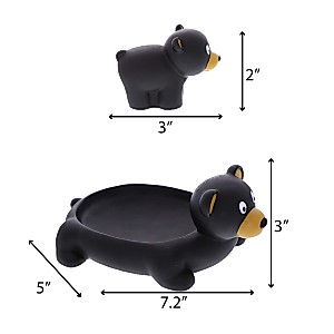 Dollibu Black Bear Family Animal Bath Squirters 4 Piece Bath Toy Set, Children Bath Toys for Bathtime & Water Fun, Girls & Boys Floating Cute Animal Rubber Squirt Toys, Pool Toys for Kids - Black Bear