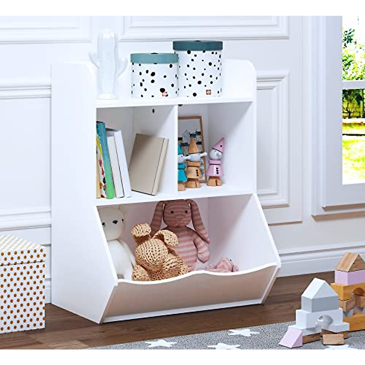 UTEX Toy Storage Organizer, 40" Kids Toy Storage Cubby with Bins,Toy Boxes and Storage for Playroom,Bedroom,Nursery School,White