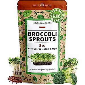 Broccoli Seeds for Sprouting or Microgreens - High Germination Sprout Seeds | Heirloom & Non-GMO | Nutritious Micro Greens Seeds - Broccoli Sprouts in 5 Days - Sulforaphane Rich