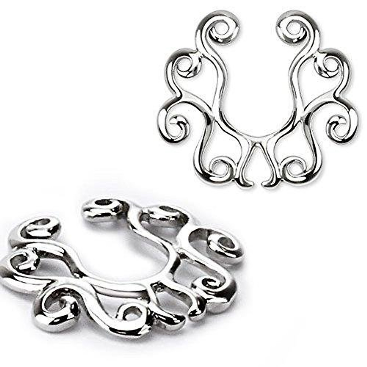 Nipple Rings non pierce pair Non-Piercing Clip On Nipple Ring Tribal Floral Pair