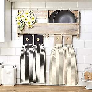 Hanging Kitchen Towels - Black Ticking Stripe - Sets of 2