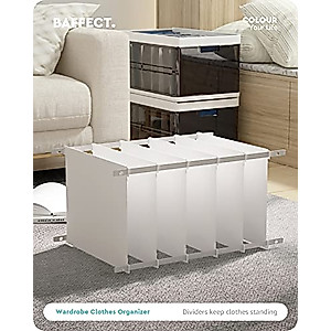 Baffect Wardrobe Clothes Organizer, Large Capacity Plastic Wardrobe Organizer with 7 Grids Adjustable Divided Interior for Closet Storage