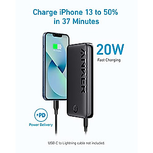 Anker Power Bank, 20,000mAh Portable Charger with USB-C Fast Charging, Works for iPhone 15/15 Plus/15 Pro/15 Pro Max, iPhone 14/13/12 Series, Samsung, iPad Pro, AirPods, Apple Watch, and More