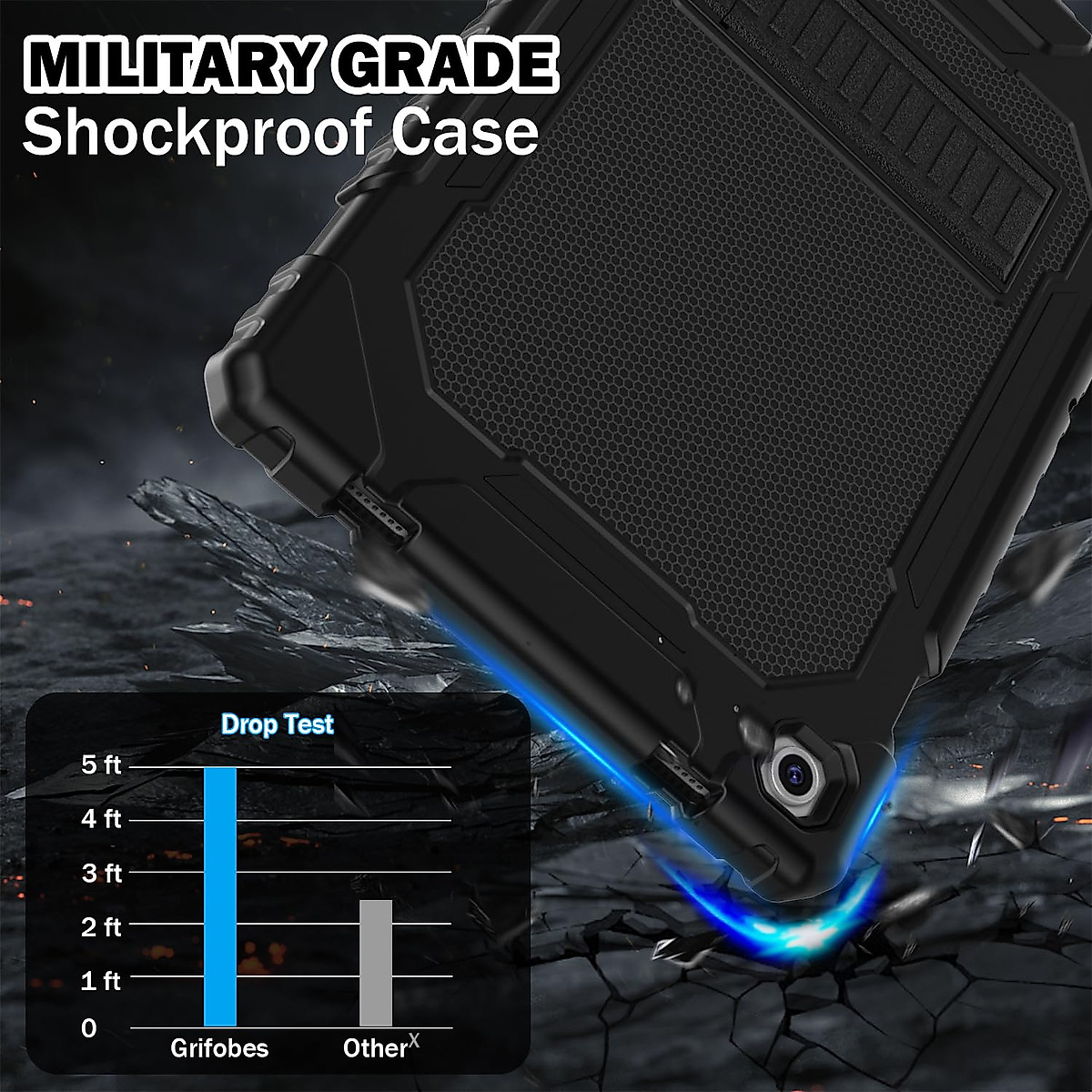 Grifobes for Samsung Galaxy Tab A9 Plus 11 Inch 2023 Cases, Heavy Duty Shockproof Rugged Cover for New Samsung Tablet A9+ 11" Case (SM-X210/X216/X218) with Kickstand for Kids Men, Black