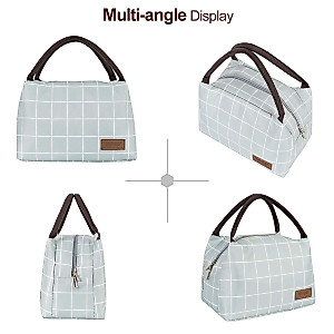 Buringer Insulated Lunch Bag Lunch Box for Women Men Adult Lunch Tote for Work Picnic Travel (Green Plaid)