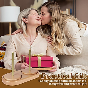 Yarn Holder for Crocheting Wooden Knitting Yarn Rack Stand with Double Twirling Mechanism Yarn Spinner Holder for Crochet Delightful Surprise Giving for Knitting Lovers