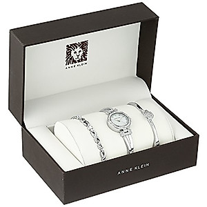 Anne Klein Women's AK/1869SVST Analog Display Japanese Quartz Silver Watch Set