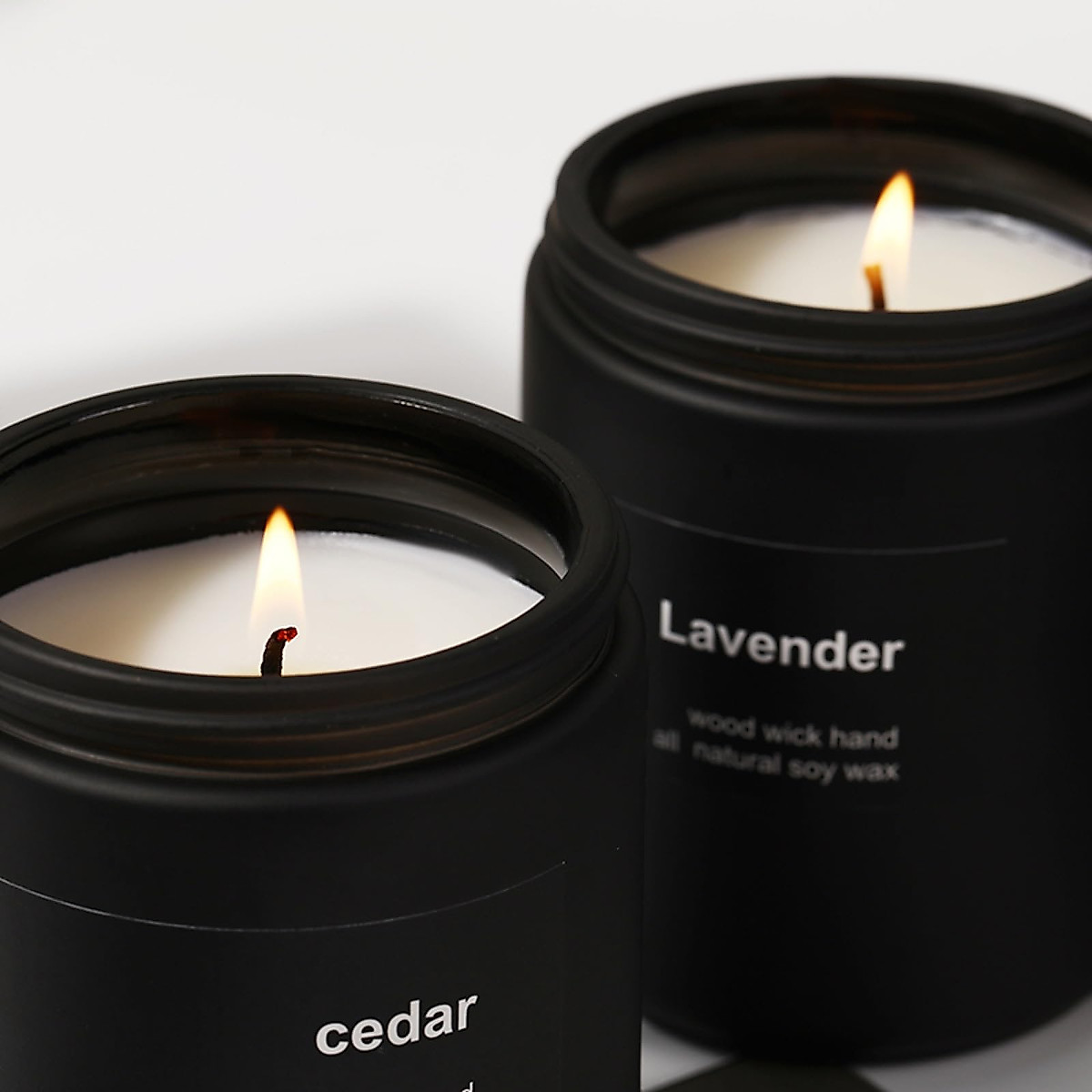 Scented Candle Lavender,7oz 45Hour Burn,Scented Candles for Home| Spring Candles| Black Jar Candle|Soy Candles,Long Lasting Candles |for Men & Women Candles Gifts (Lavender Woods, 7oz)