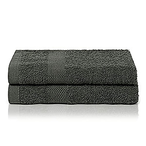 Simpli-Magic Towel Set, 2 Bath Towels, 2 Hand Towels, and 4 Washcloths (8 Piece Set), Ring Spun Cotton Highly Absorbent Towels for Bathroom, Shower Towel (Gray)