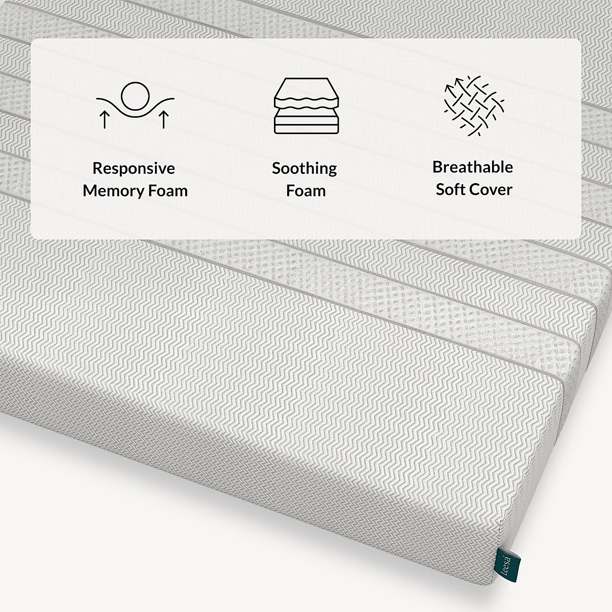 Leesa Full Size Kids Mattress, Medium Firm Firmness, Soothing Foam and Responsive Memory Foam, 7.5", CertiPUR-US Certified, 100-Night Trial