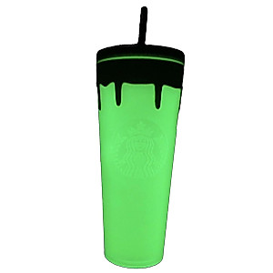 Starbucks 2023 Fall Halloween Green Glow in The Dark Slime Drip Cup, 24 fl oz, Venti