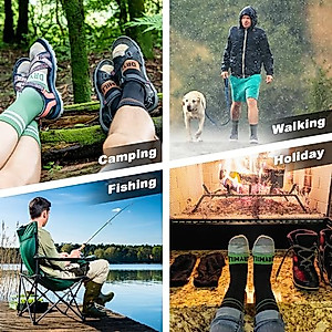 DRYMILE Mountain Waterproof Wool Socks, Winter Waterproof Socks for Wading, Camping, Hiking, Fishing, Skiing - Crew (Large Black/Hazel)