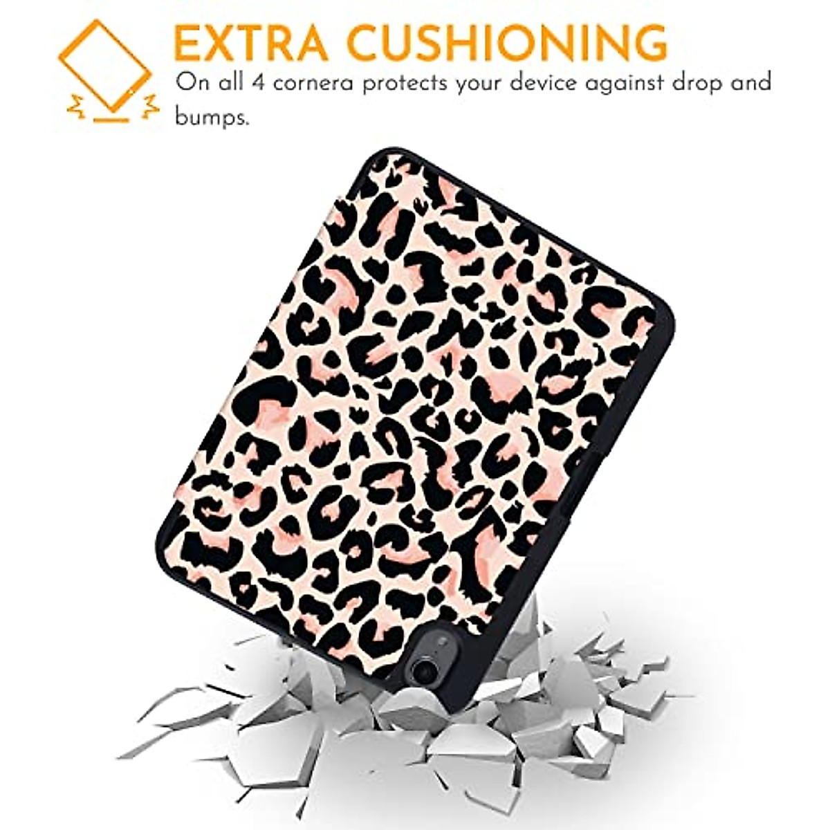 Hi Space iPad Mini 6 Case 2021 8.3 inch with Pencil Holder, Leopard Cheetah Trifold Stand Protective Shockproof iPad Mini 6th Generation Cover Auto Sleep Wake for A2567 A2568 A2569