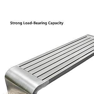 LOERSS Outdoor Bench, Outdoor Patio Backless Bench,Two Person Garden Bench, Metal Steel Benches Furniture,Stainless-Steel,Perfect for Front Porch, Patio, Balcony Or Backyard Use(180cm/70.8in)