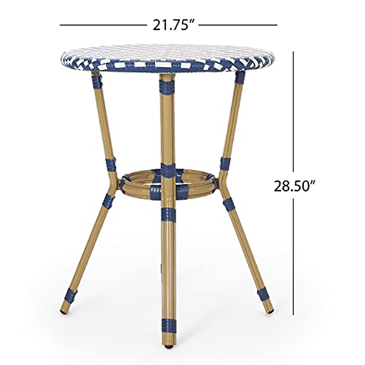 Christopher Knight Home Picardy Bistro Set, Navy Blue + White + Bamboo