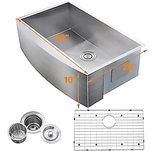 VCCUCINE Farmhouse Sink, 30 Inch Stainless Steel Farmhouse Kitchen Sink, Undermount Drop in Single Bowl Basin Apron Sink, Brushed Nickel Farm Sink With Dish And Drain Assembly