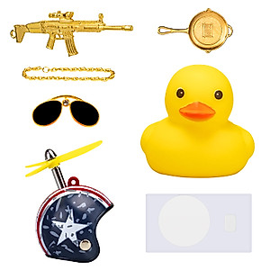 wonuu Rubber Duck Car Ornaments Cool Yellow Duck Car Dashboard Decorations Squeaky Glasses Duck with Propeller Helmet for Car ccessories Dashboard (Z-Pan-Stars&Stripes)