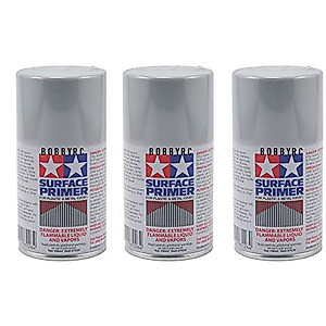 3 Pack Tamiya 87026 Light Gray Surface Primer Spray Paint 3oz Plastic & Metal