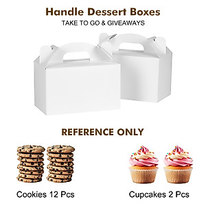 Moretoes 48 Pack White Treat Boxes Gable Boxes Party Favor Boxes Paper Gift Boxes for Birthday Party Shower 6 x 3.5 x 3.5 Inches