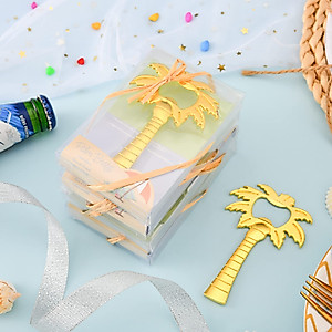 50PCS Coconut Tree Bottle Openers for Wedding Favors, Hawaiian Bridal Shower or Baby Shower Party Gifts for Guests Bulk (Gold)