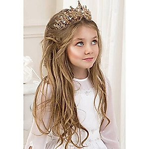 AOPRIE Hera's Light Tiaras and Crowns for Women Gold Girls Crystal Hair Accessories for Wedding Prom Bridal Birthday Party Halloween Costume Christmas Gifts Leaves Princess Tiara for Little Girls