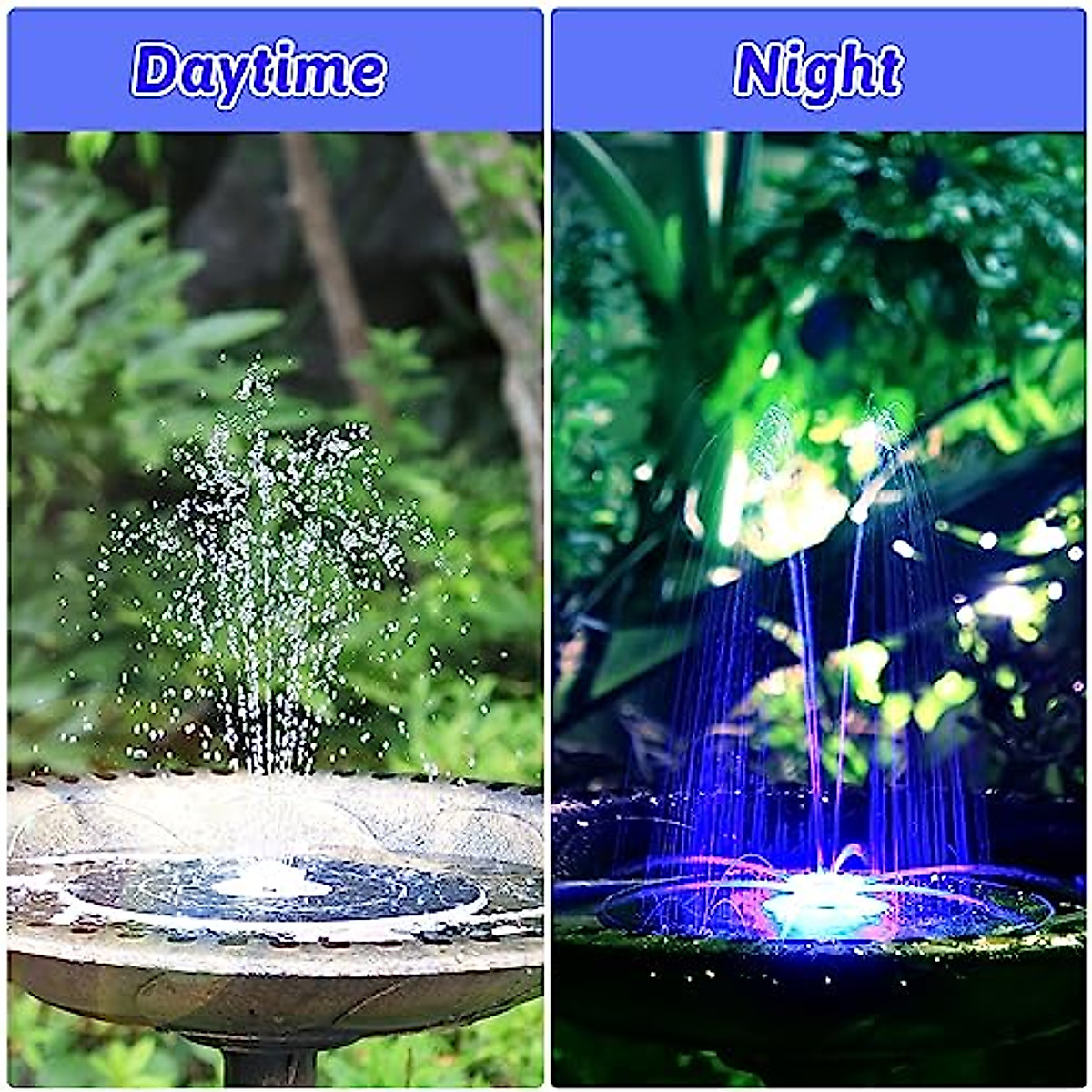 AISITIN 3.5W Solar Fountain with Remote Control, LED Colorful Lights & 3000mAh Battery, Solar Fountain Pump with Bracket and 8 Nozzles, Solar Water Fountain for Bird Bath, Garden, Pond and Outdoor