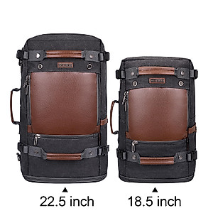 WITZMAN Travel Backpack for Men Women Carry on Luggage Backpack Canvas Rucksack Duffel bag with Shoe Compartment (A2021 Black)