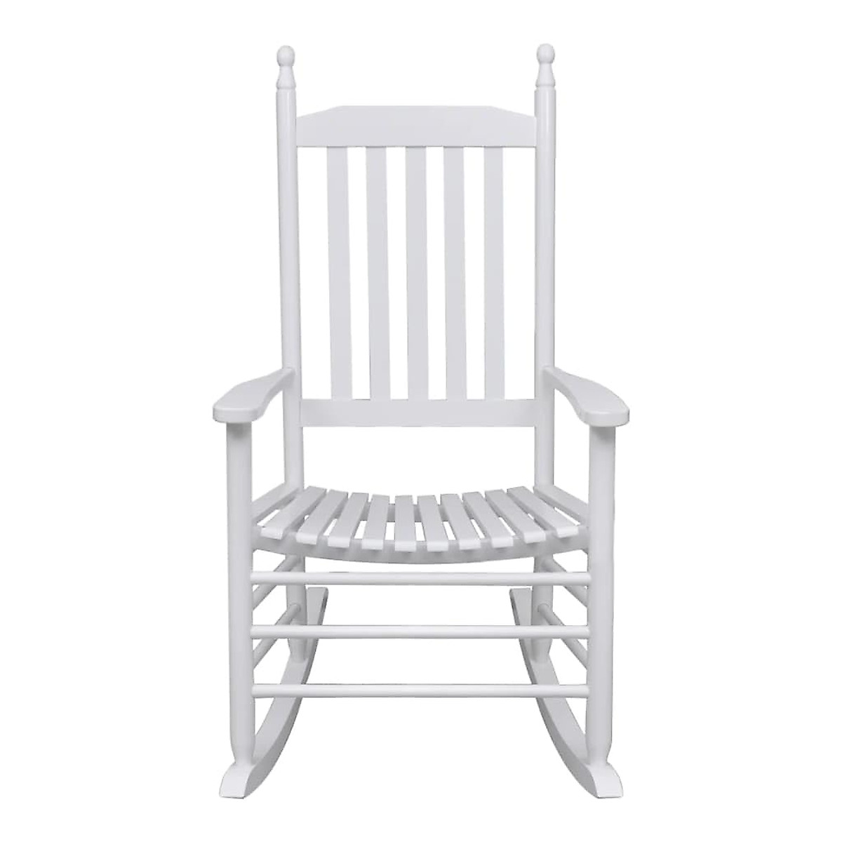 vidaXL Solid Wood Rocking Chair - Classic White Rocker Armchair with a Curved Seat - Weather-Resistant Fir Hardwood, for Living Room or Patio