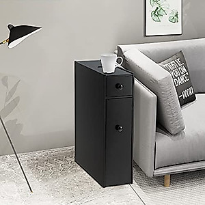 Tangkula Slim Bathroom Cabinet, Free Standing Storage Cabinet with Slide Out Drawers, Narrow Floor Bathroom Organizer Next to Toilet, Bathroom Toilet Paper Holder, 19 x 6.5 x 23 Inches (Black)