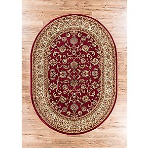 Well Woven Barclay Sarouk Red Traditional Area Rug 5'3" X 6'10" Oval