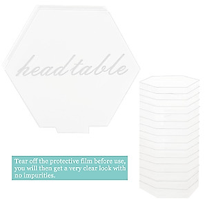 HighFree Hexagon Acrylic Table Numbers 1-20 with Stand - Printed Calligraphy Place Cards, Clear Acrylic Table Numbers for Wedding Reception, 4x4.5 inch, Set of 21