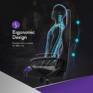 Gaming Chair Office Chair High Back Racing Computer Chair Task PU Desk Chair Ergonomic Swivel Rolling Chair with Lumbar Support for Home Office