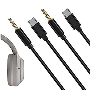 Linkidea Audio Cable for Sony WH-1000XM5 1000XM4 1000XM3 XB910N XB900N CH710N CH700N H910N MDR-XB950BT 1AM2, XB950N1, XB750BT Headphones, USB-C to 3.5mm TRS Replacement Aux Cord (3 ft / 1m 2Pack)