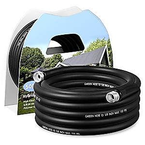 Famyards Garden Hose 50FT, 5/8'' Water Hose Drinking Water Safe Lead-free, No Kink and Leak Garden Hose For RV, Trailer and Camping, Black