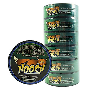 (6) Six Chattahoochee Hooch Herbal Snuff Cans 1.2oz/34g - Wintergreen - No Tobacco, No Nicotine