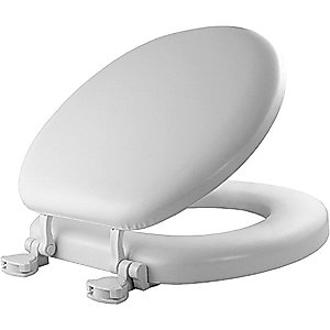 Mayfair 815EC 000 Removable Soft Will Never Loosen Toilet Seat, 1 Pack Round - Premium Hinge, White