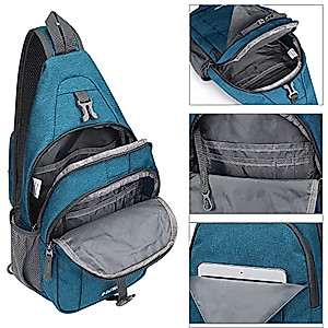G4Free Sling Bag RFID Blocking Sling Backpack Crossbody Chest Bag Daypack for Hiking Travel(Teal Blue)