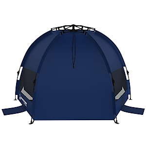 Pop Up Beach Tent Sun Shelter for Shade with UV Protection, Water and Wind Resistant, Instant Set Up and Carry Bag by Wakeman Outdoors, Navy, 55" x 87" (153133NYX)