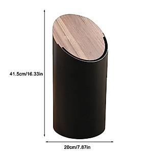 Round Wood Trash Can with Lid, Japanese-Style Natural Wood Garbage Recycling Bin, Bamboo Trash Can Bathroom for Bathrooms, Powder Room, Kitchen, Home Office