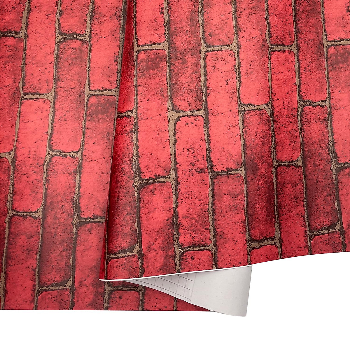Yifely Red Brick Self Adhesive Shelf Drawer Liner Door Sticker Rural Wall Covering Paper Easy to Install 17.7inch by 9.8 Feet