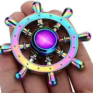 Rainbow Fidget Spinner Toys Metal 3 Pack Set, Small Handheld Finger Hand Spinners Fidgeting Toy for Kids Adults Spinning Top Focus Desk Toys Fingertip Gyro Party Favors Goody Bag Fillers Novelty Gift